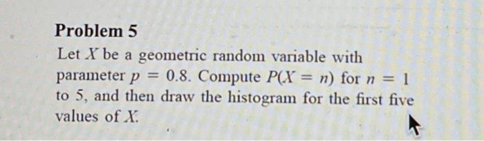 Solved Problem 5 Let X be a geometric random variable with | Chegg.com