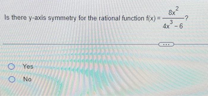 Solved Is there y-axis symmetry for the rational function | Chegg.com