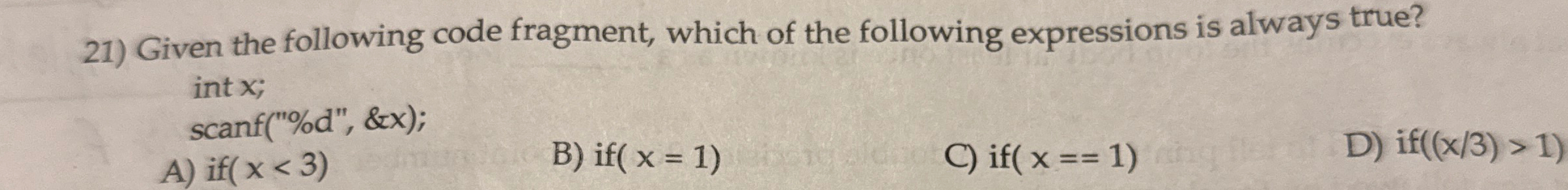 Solved Given the following code fragment, which of the | Chegg.com
