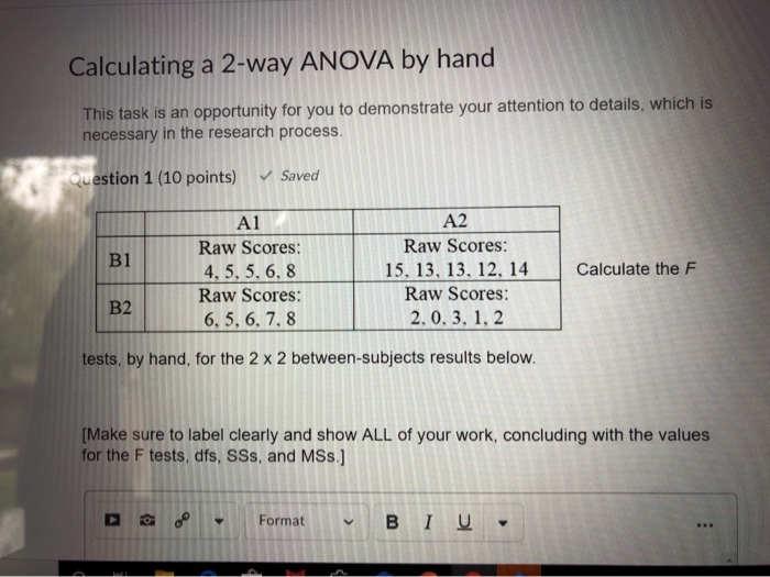 Solved Calculating a 2-way ANOVA by hand This task is an | Chegg.com