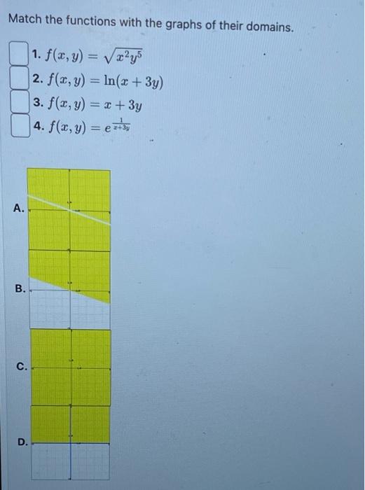 Solved Match the functions with the graphs of their domains. | Chegg.com