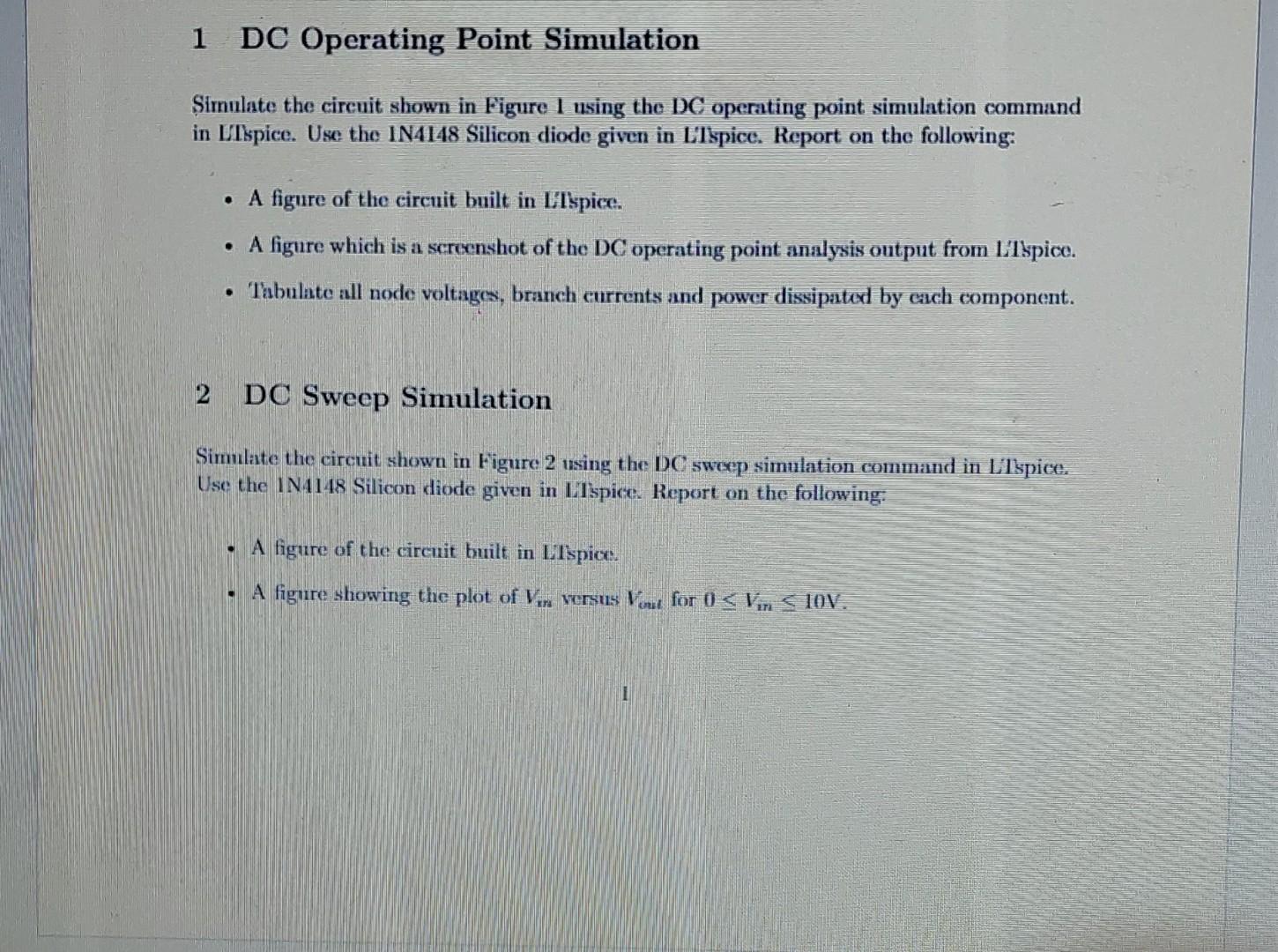 Solved 1 DC Operating Point Simulation Simulate the circuit | Chegg.com