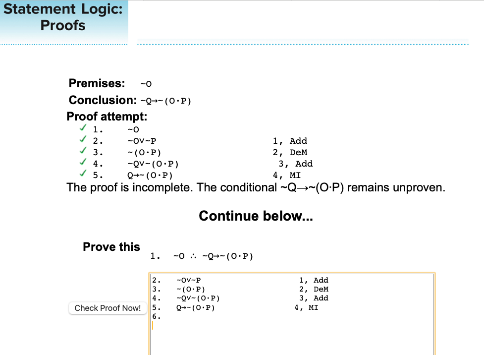 Solved Premises: ~0 ﻿Conclusion: ∼Q->∼(O*P) ﻿Proof attempt: | Chegg.com