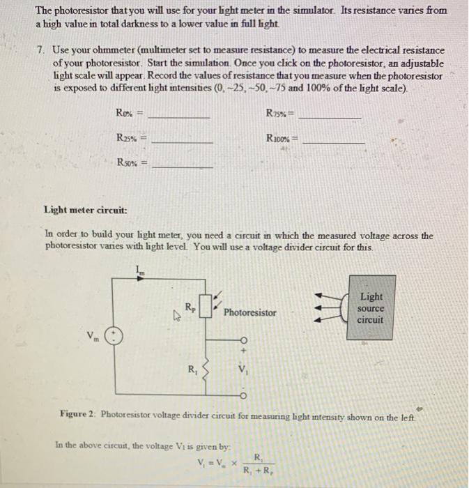Solved build the light meter circuit as shown in figure 2 | Chegg.com