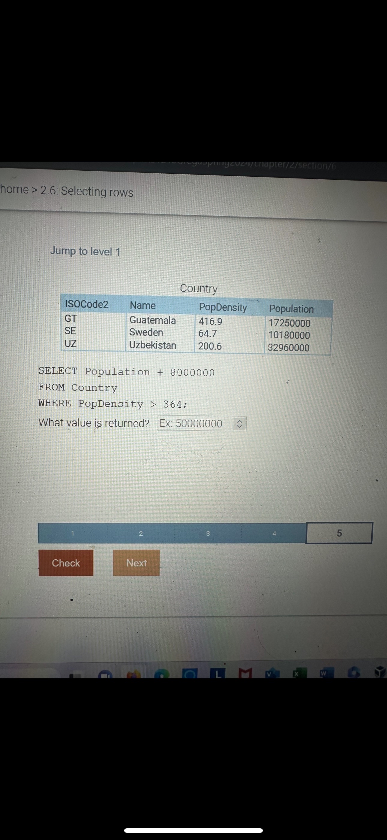 Solved home >2.6 ﻿: Selecting rowsJump to level | Chegg.com