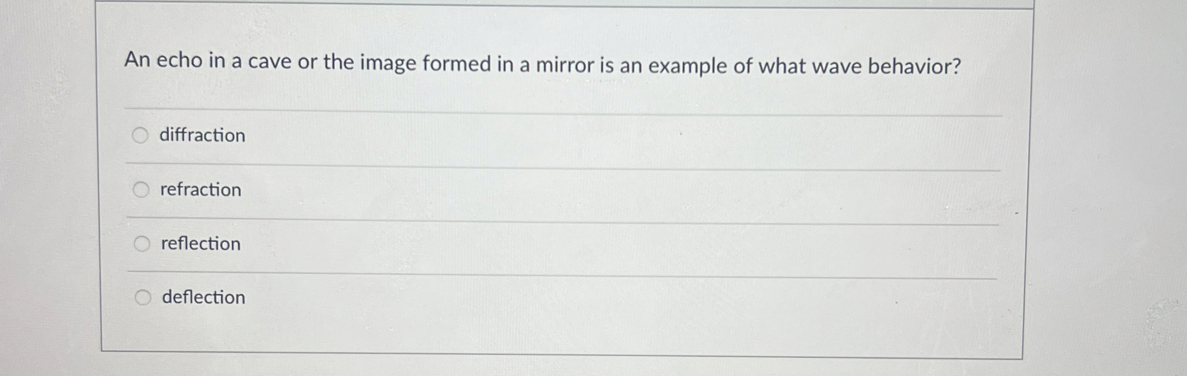 Solved An echo in a cave or the image formed in a mirror is | Chegg.com