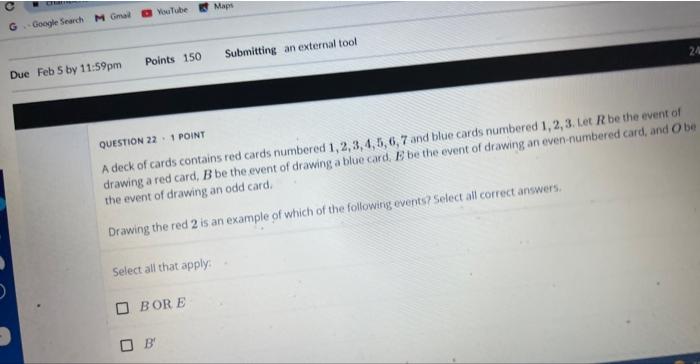 Solved QUESTION 22⋅1 POINT A deck of cards contains red | Chegg.com