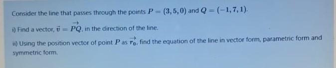 Solved Consider the line that passes through the points | Chegg.com