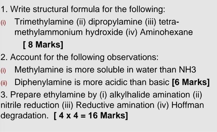 Solved 1. Write structural formula for the following: (1) | Chegg.com