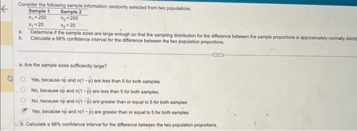 Solved Consider the following sample information randomly | Chegg.com