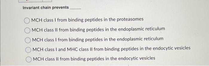 Solved Invariant chain prevents MCH class I from binding | Chegg.com