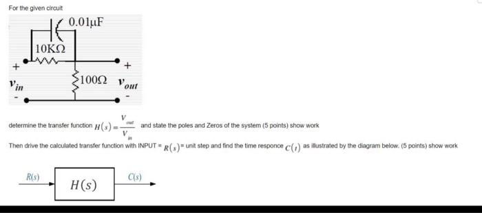 Solved For the given circuit determine the transfer function | Chegg.com