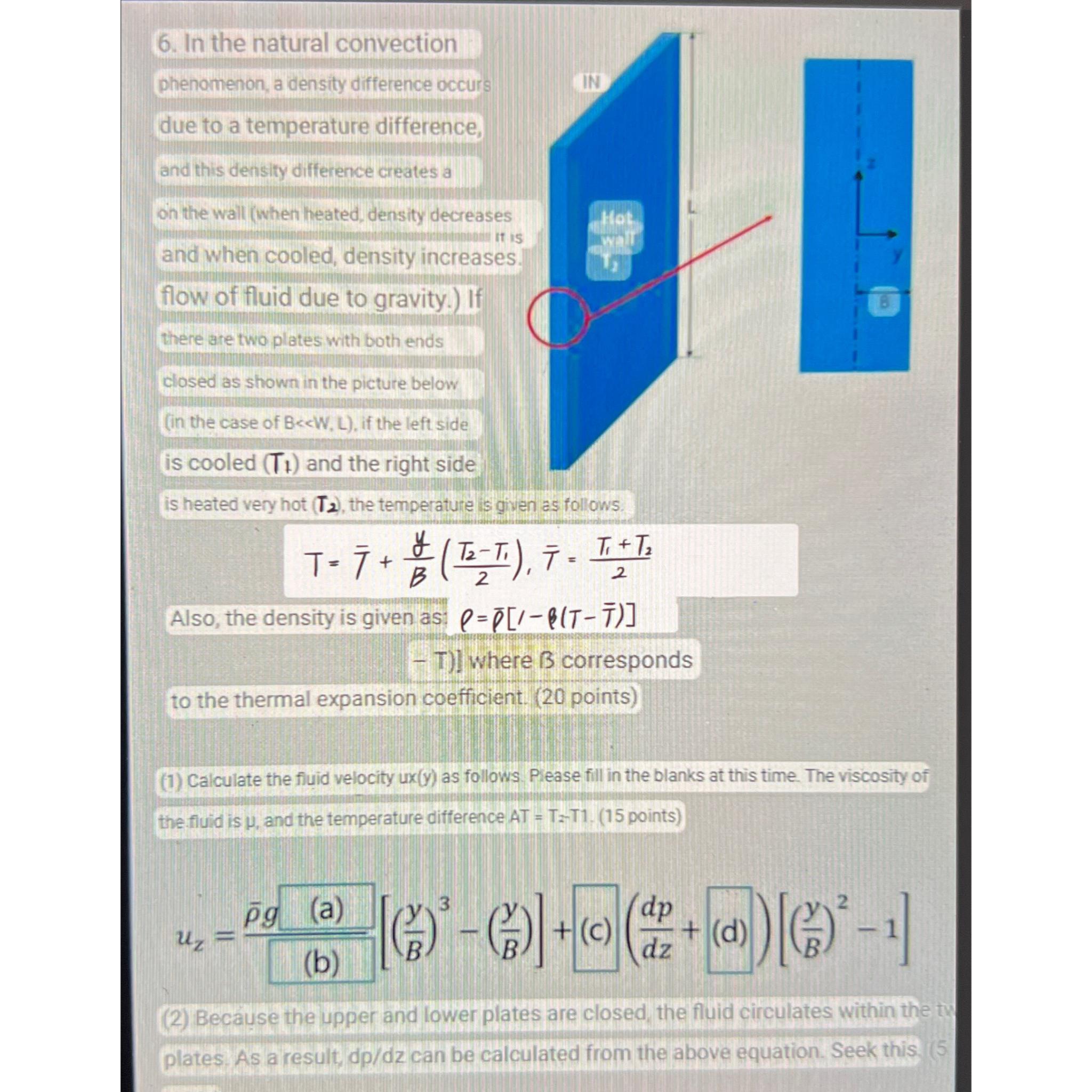 Solved In the natural convectionphenomenon, a density | Chegg.com