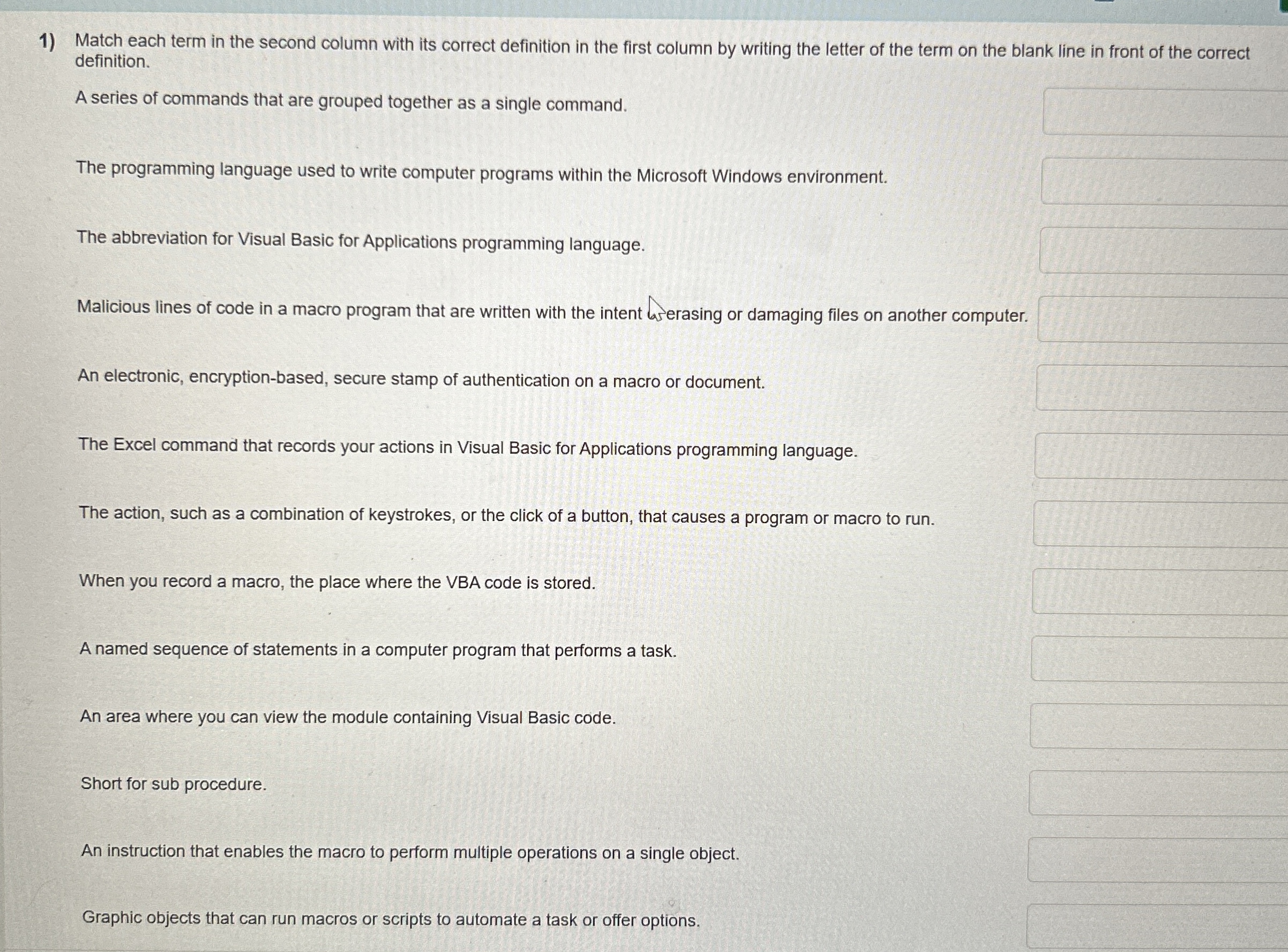 Solved Match each term in the second column with its correct | Chegg.com