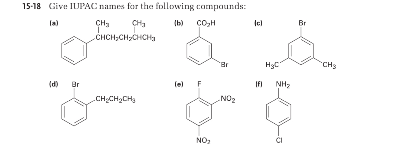 Solved 15-18 ﻿Give IUPAC names for the following | Chegg.com