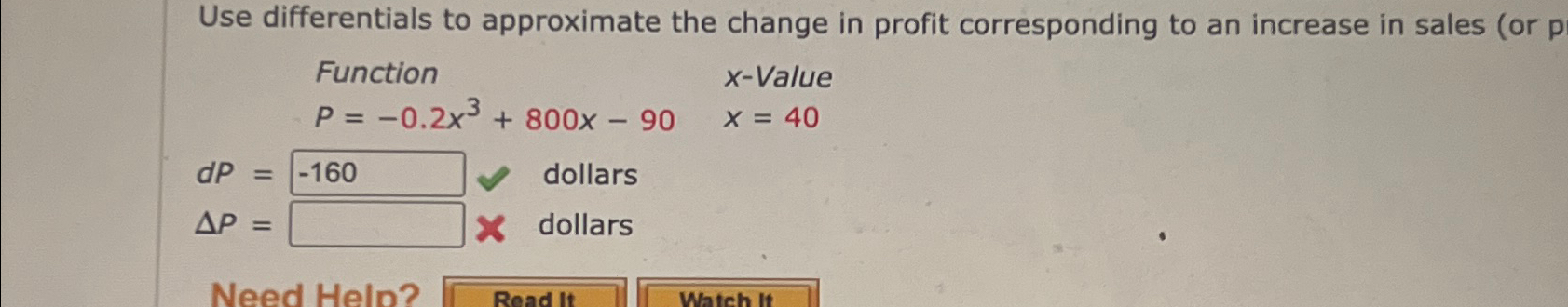 Solved Use differentials to approximate the change in profit | Chegg.com