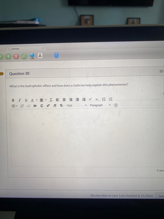 Solved Canvas HU 10 Question 30 What is the hydrophobic | Chegg.com