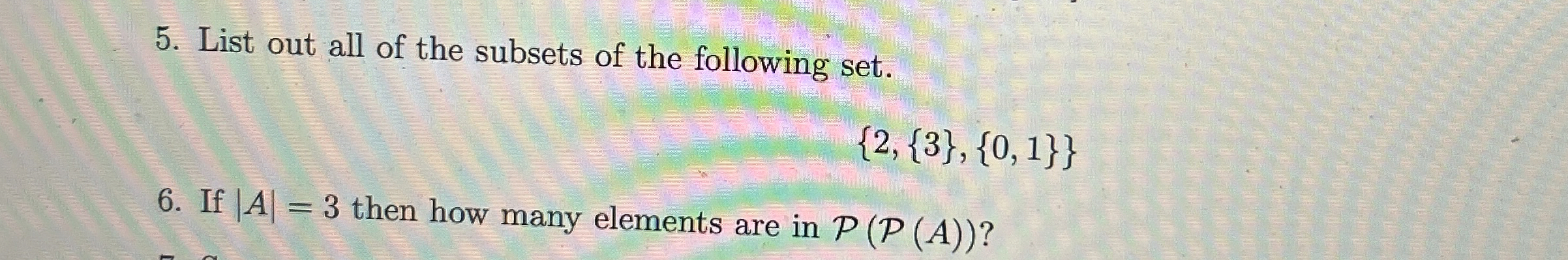 Solved List out all of the subsets of the following | Chegg.com