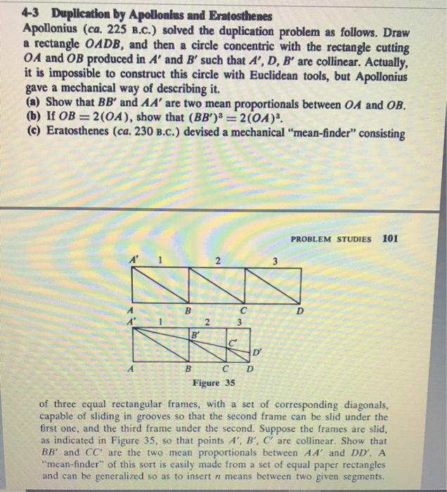 4-3 Duplication by Apollonius and Eratosthenes | Chegg.com