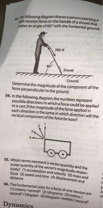 Solved 53. The following diagram shows a person exerting a | Chegg.com