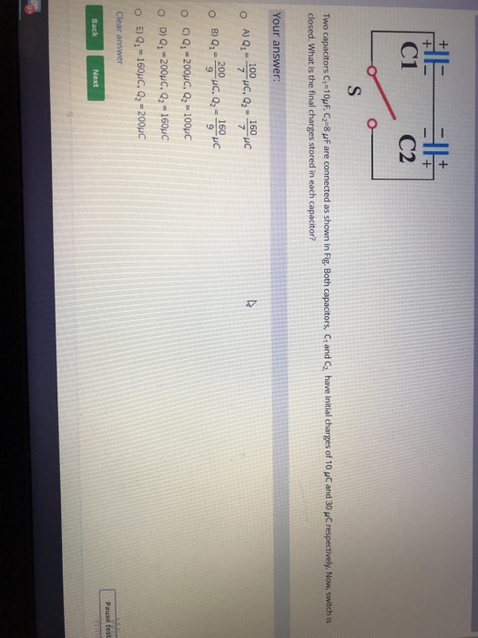 Solved HE C1 El C2 s Two capacitors C -10pF, C8 uF are | Chegg.com