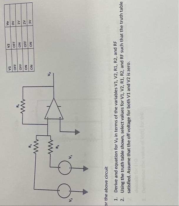 Solved r the above circuit 1. Derive and equation for V0 in | Chegg.com