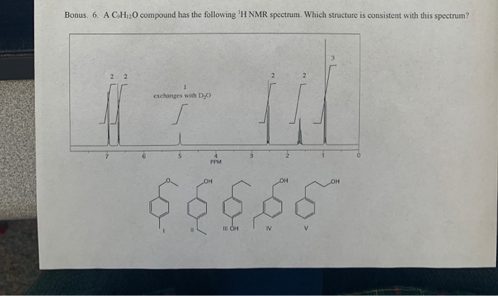Solved Bonus. 6. A CHO compound has the following 'H NMR | Chegg.com