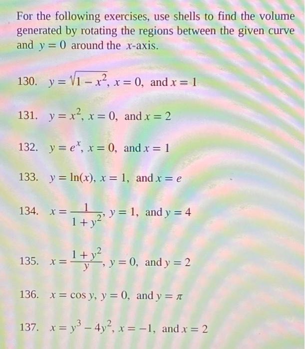 Solved for the following exercises, use shells to find the | Chegg.com