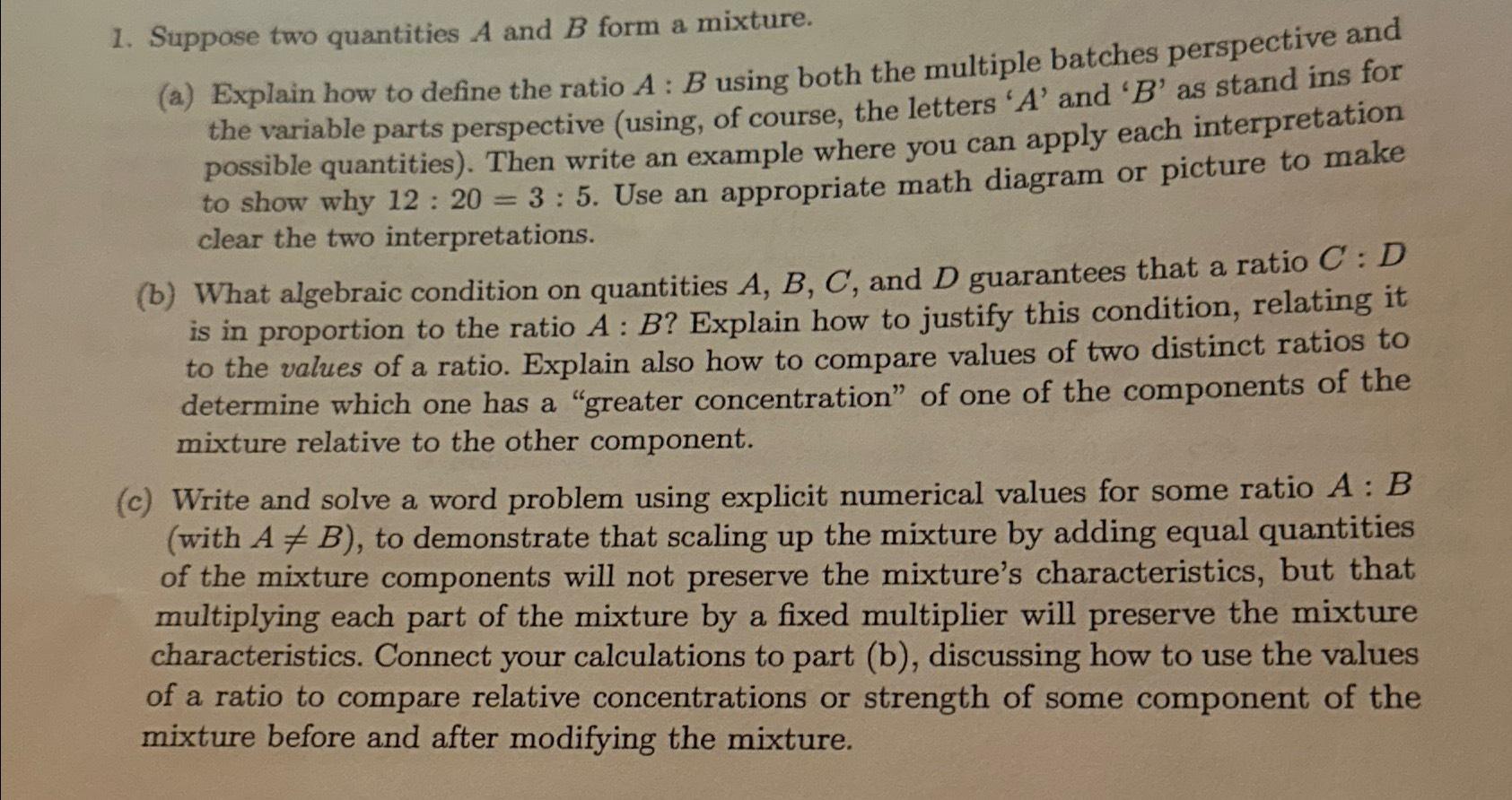 Solved Suppose two quantities A and B ﻿form a mixture.(a) | Chegg.com
