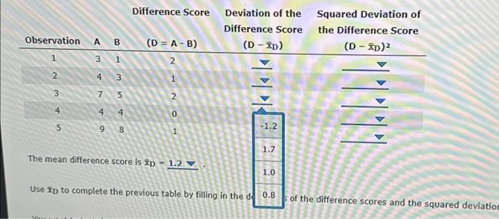 Solved 8. Calculating mean differences for matched samples | Chegg.com