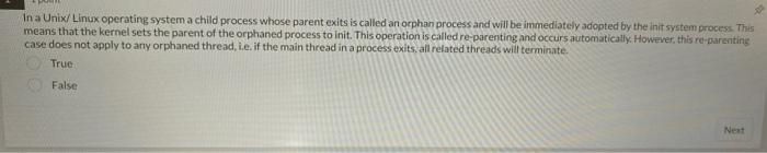 Solved In a Unix/ Linux operating system a child process | Chegg.com
