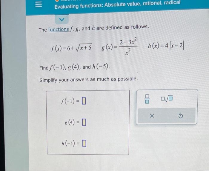 Solved The Functions F G And H Are Defined As Follows