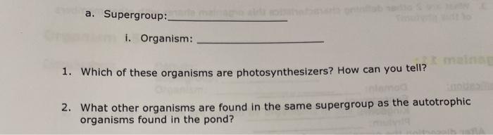 Solved Organism 7: Pond water profile A sample of pond water | Chegg.com