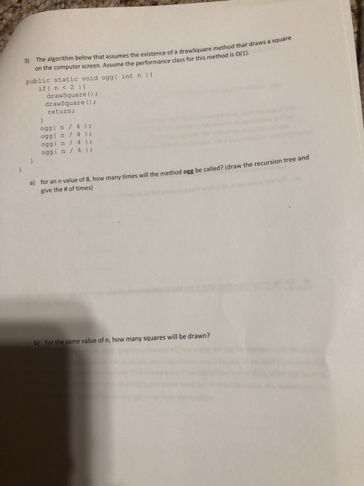 Solved Part Analysis of recursive algorithms is somewhat | Chegg.com