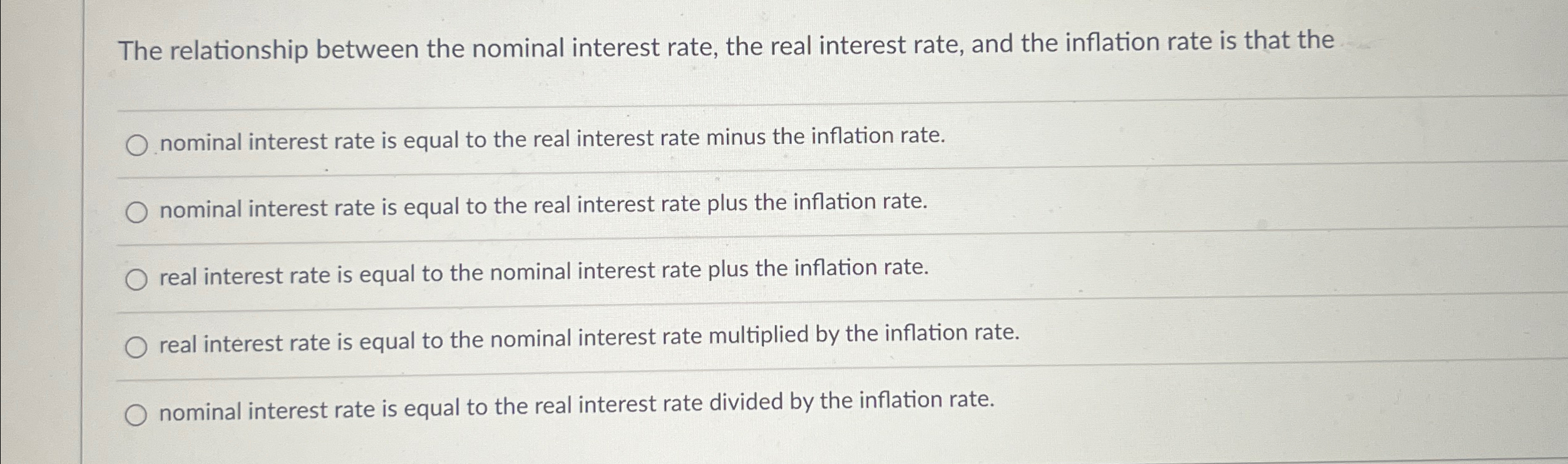 Solved The relationship between the nominal interest rate, | Chegg.com