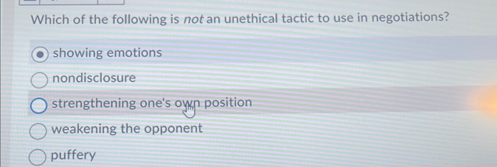 Solved Which of the following is not an unethical tactic to | Chegg.com