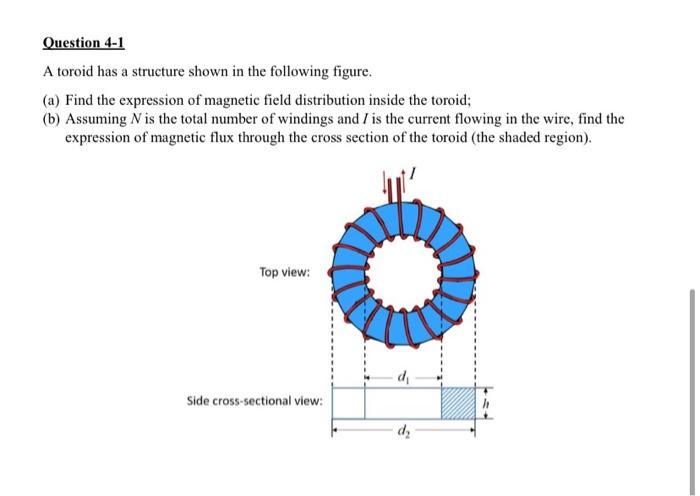 Solved Question 4-1 A toroid has a structure shown in the | Chegg.com