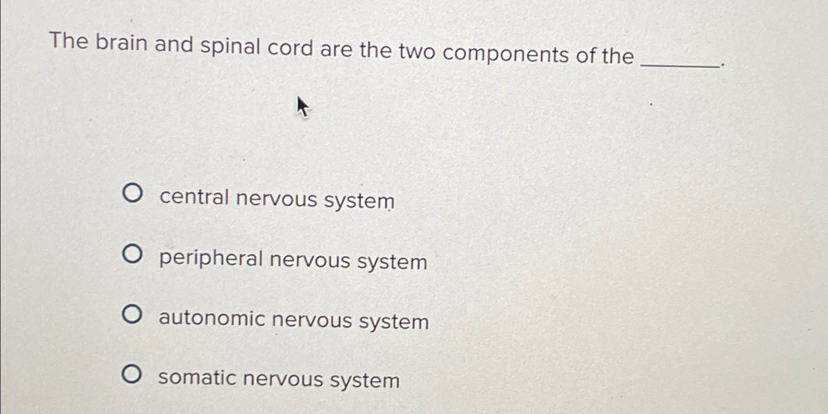 Solved The brain and spinal cord are the two components of | Chegg.com