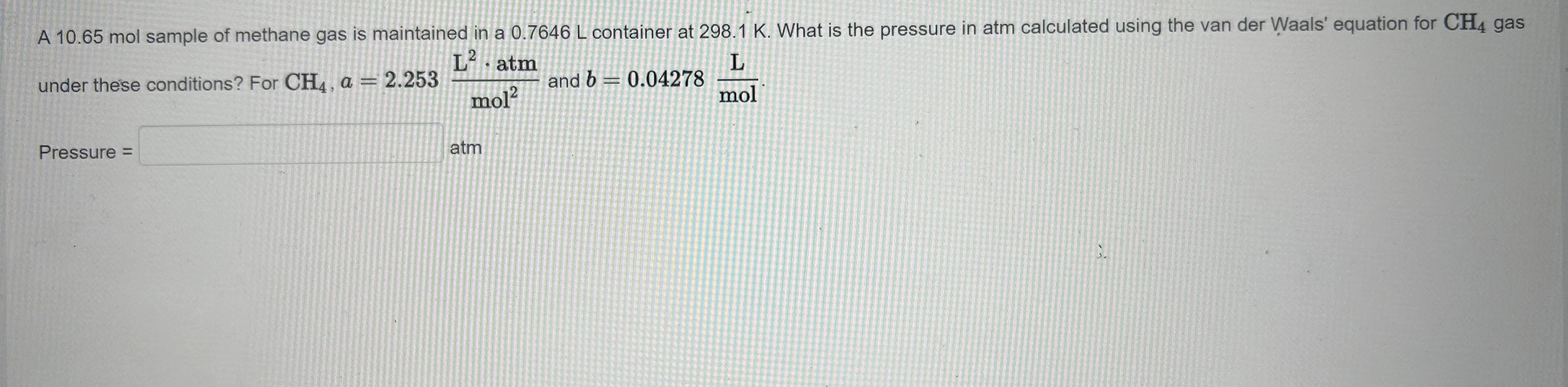 Solved A 10.65mol sample of methane gas is maintained in a | Chegg.com