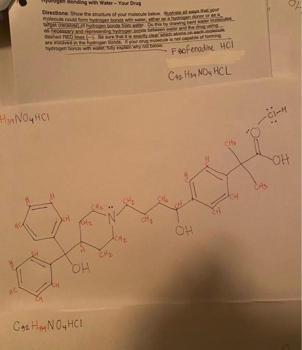 Solved Bonding with Water - Your Drug Directions: Show the | Chegg.com