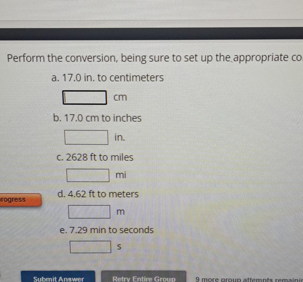 Solved erform the conversion, being sure to set up the | Chegg.com