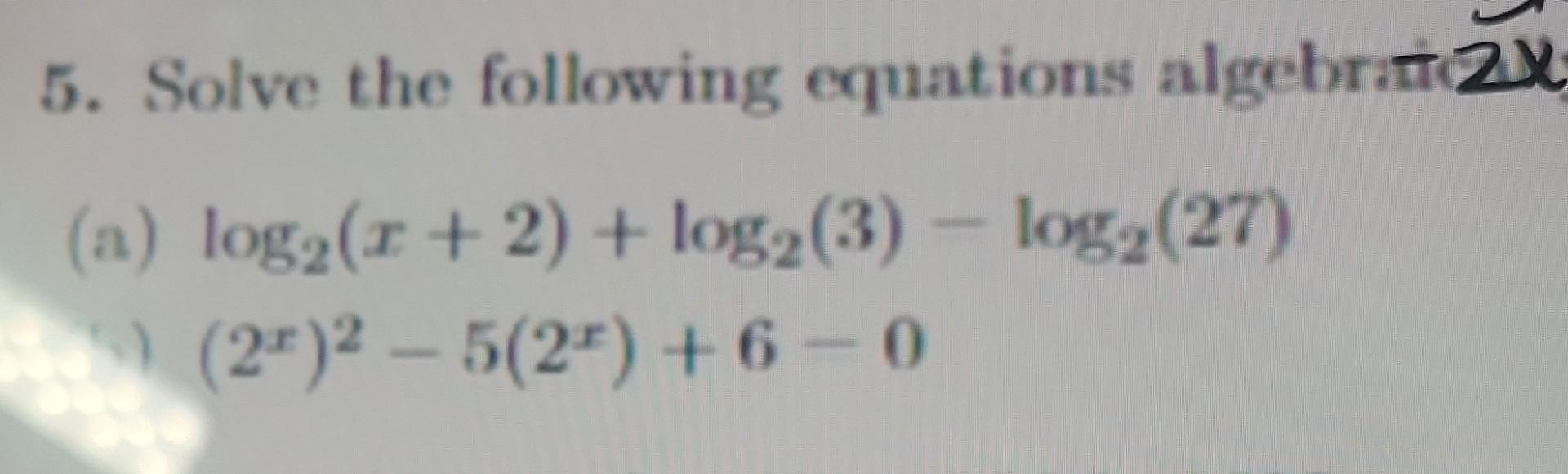 Solved 5. Solve the following equations algebrai2y-/ (a) | Chegg.com
