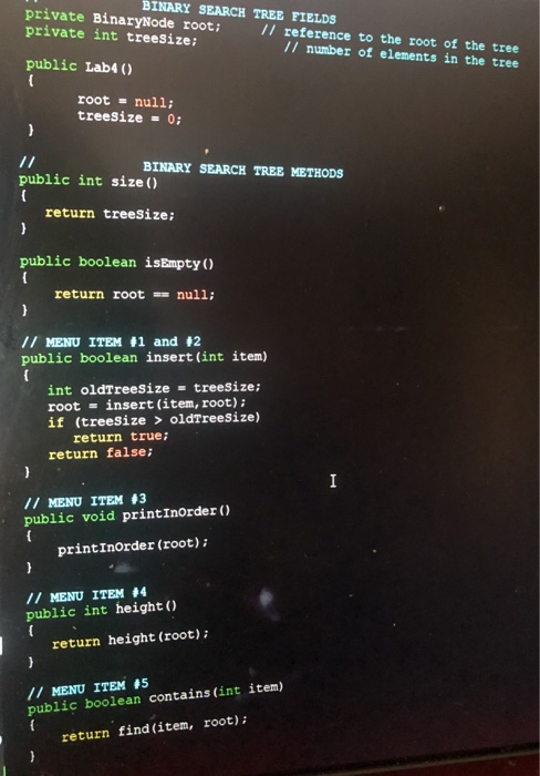 Solved public class Lab 1 PRIVATE BinaryNode CLASS private | Chegg.com