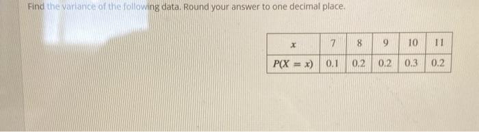 Solved Find the varlance of the followng data. Round your | Chegg.com