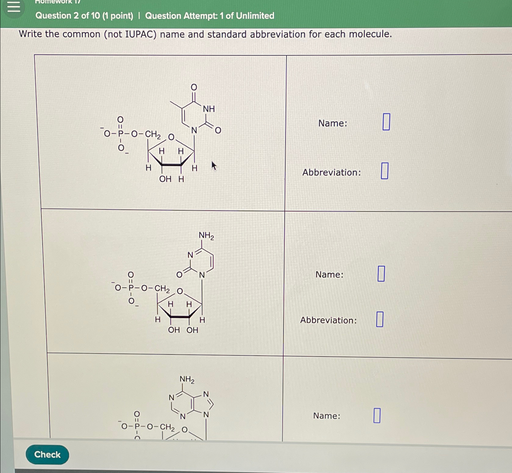 Question 2 of 10 (1 point) | Question Attempt: 1 | Chegg.com Question 2 of 10 (1 point) | Question Attempt: 1 | Chegg.com