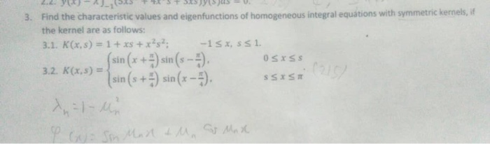 3. Find the characteristic values and eigenfunctions | Chegg.com