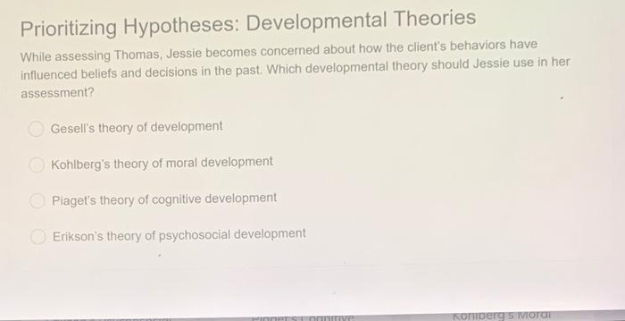 Solved Prioritizing Hypotheses: Developmental Theories While | Chegg.com