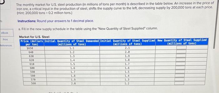 Solved The monthly market for U.S. steel production (in | Chegg.com