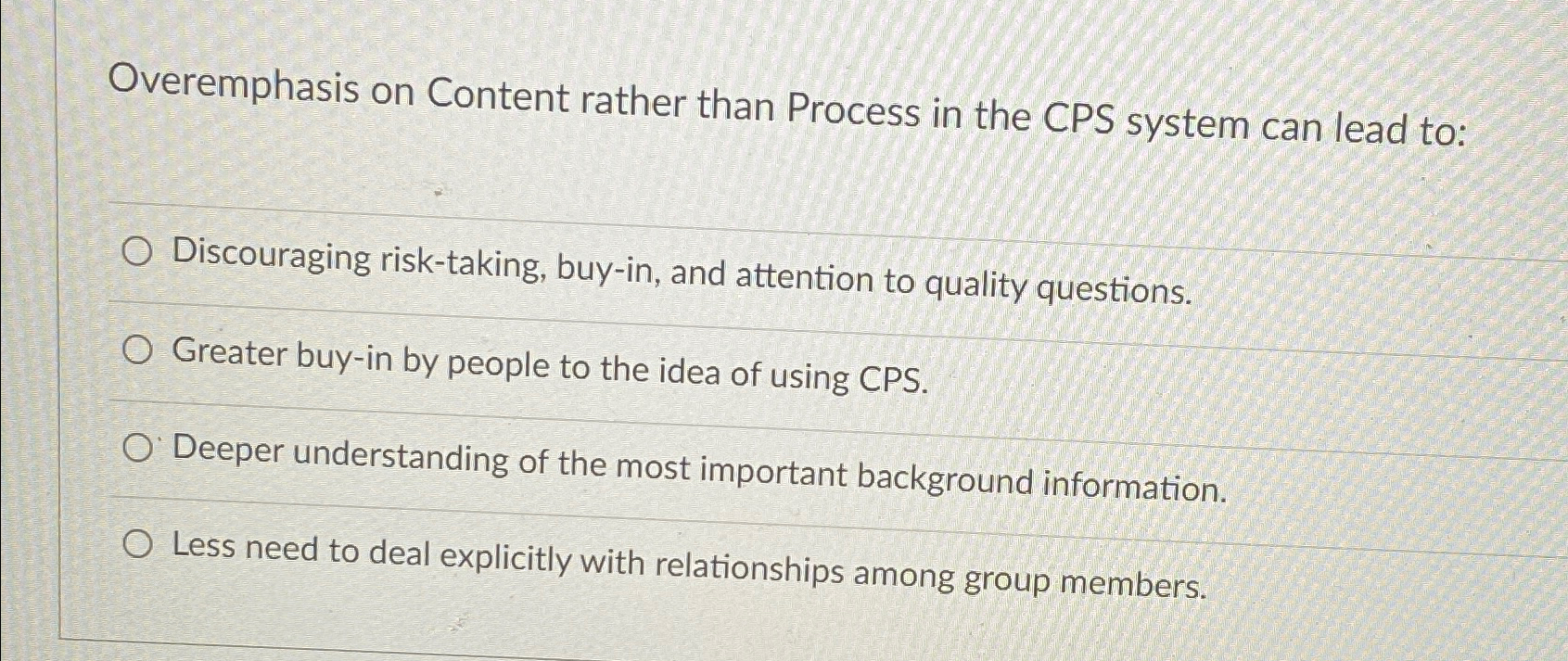 Solved Overemphasis on Content rather than Process in the | Chegg.com