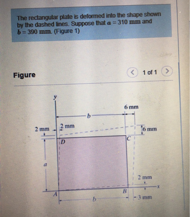 Solved The rectangular plate is deformed into the shape | Chegg.com